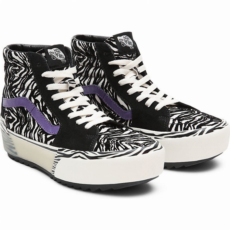 Vans ZEBRA SK8-HI STACKED SHOES ((ZEBRA) BLACK/BLANC DE BLANC) WOMEN BLACK